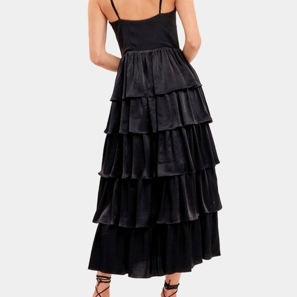 New Raves | Dresses | Black Tiered Ruffled Party Dress Long Ruffle ...